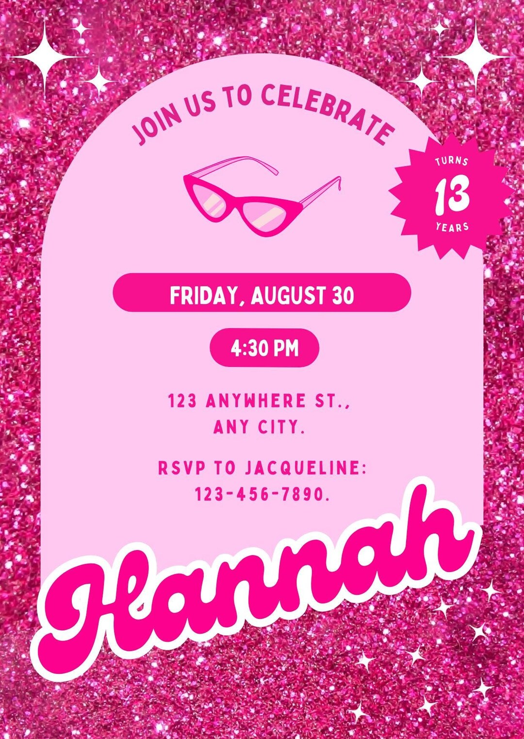 Happy Birthday Editable Digital Print, Text Invitation, Birthday Party ...