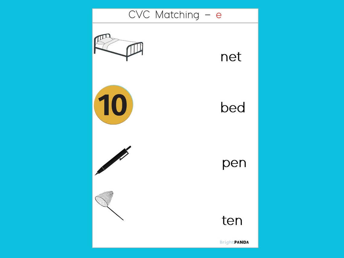 CVC Matching Worksheets. Phonics CVC Word Activities. Early Years ...