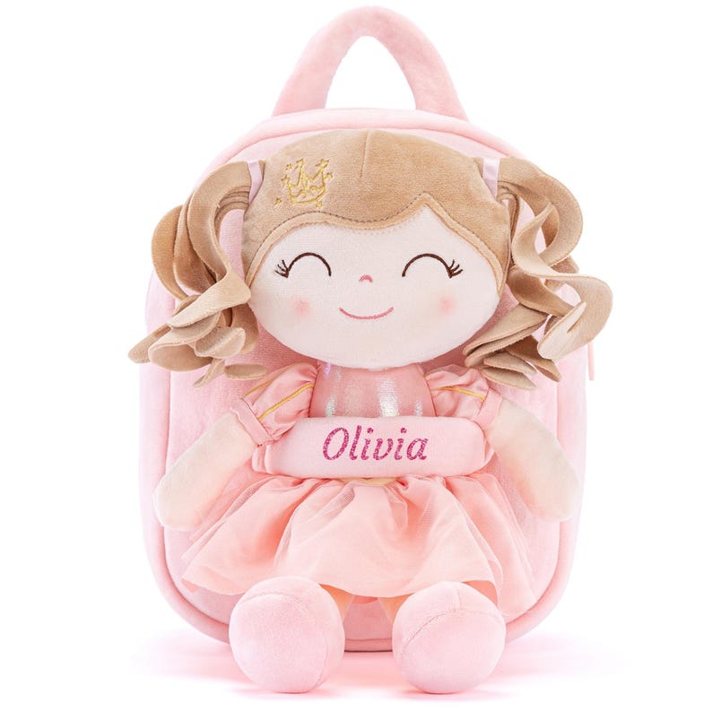 Personalized Princess Doll Backpack With Name, Custom Girl Toddler Bag ...