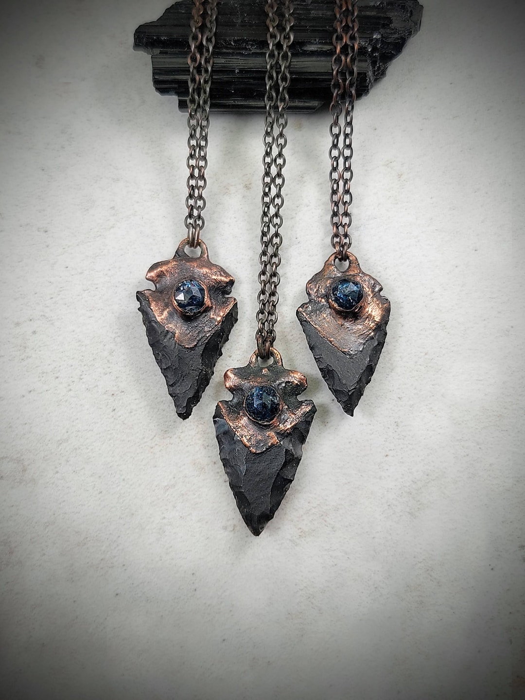 Black Slate Moss Kyanite Arrowhead Necklace - Etsy