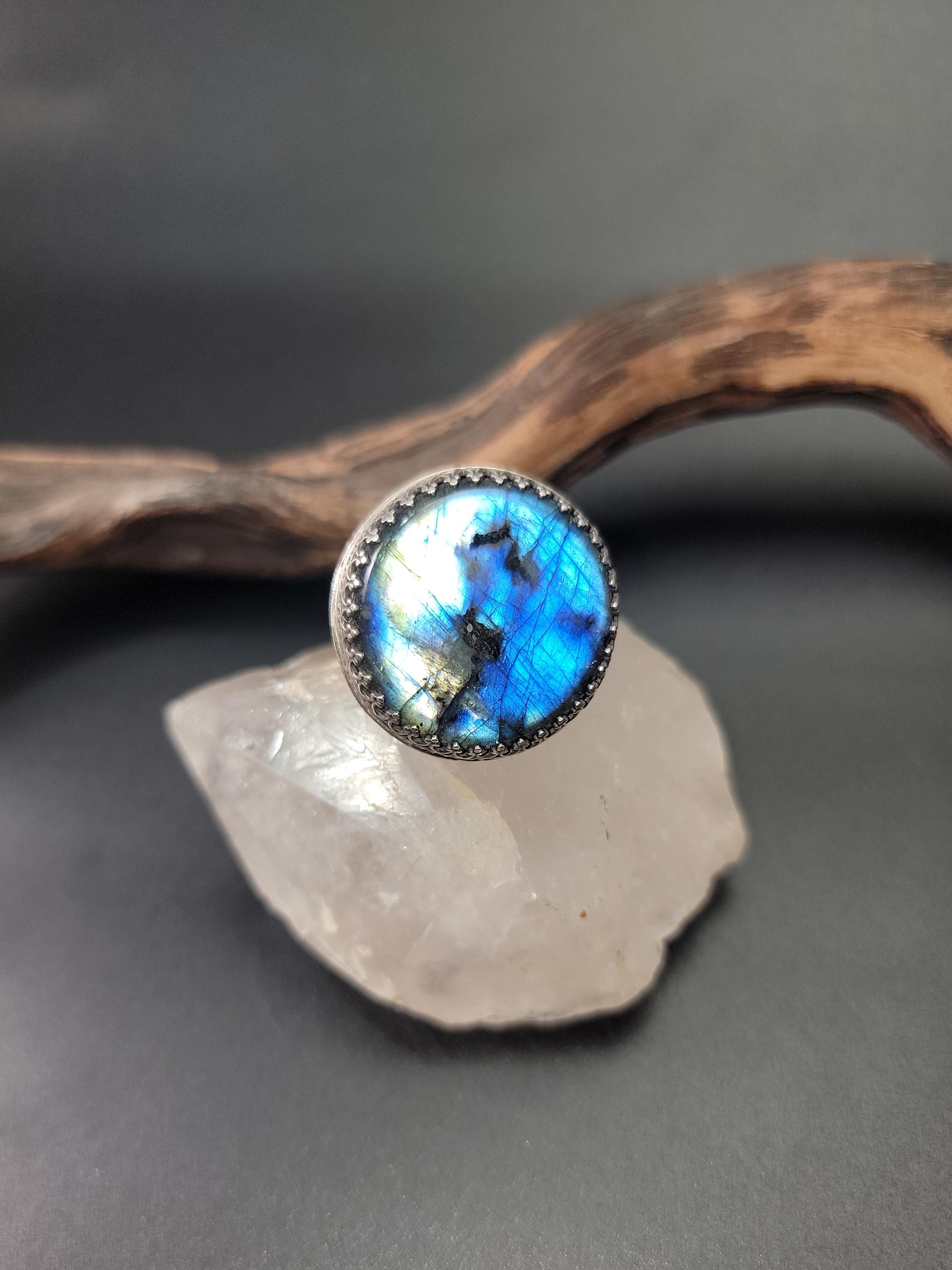 Vibrant Blue Spectrolite Labradorite Sterling Silver Statement Ring ...