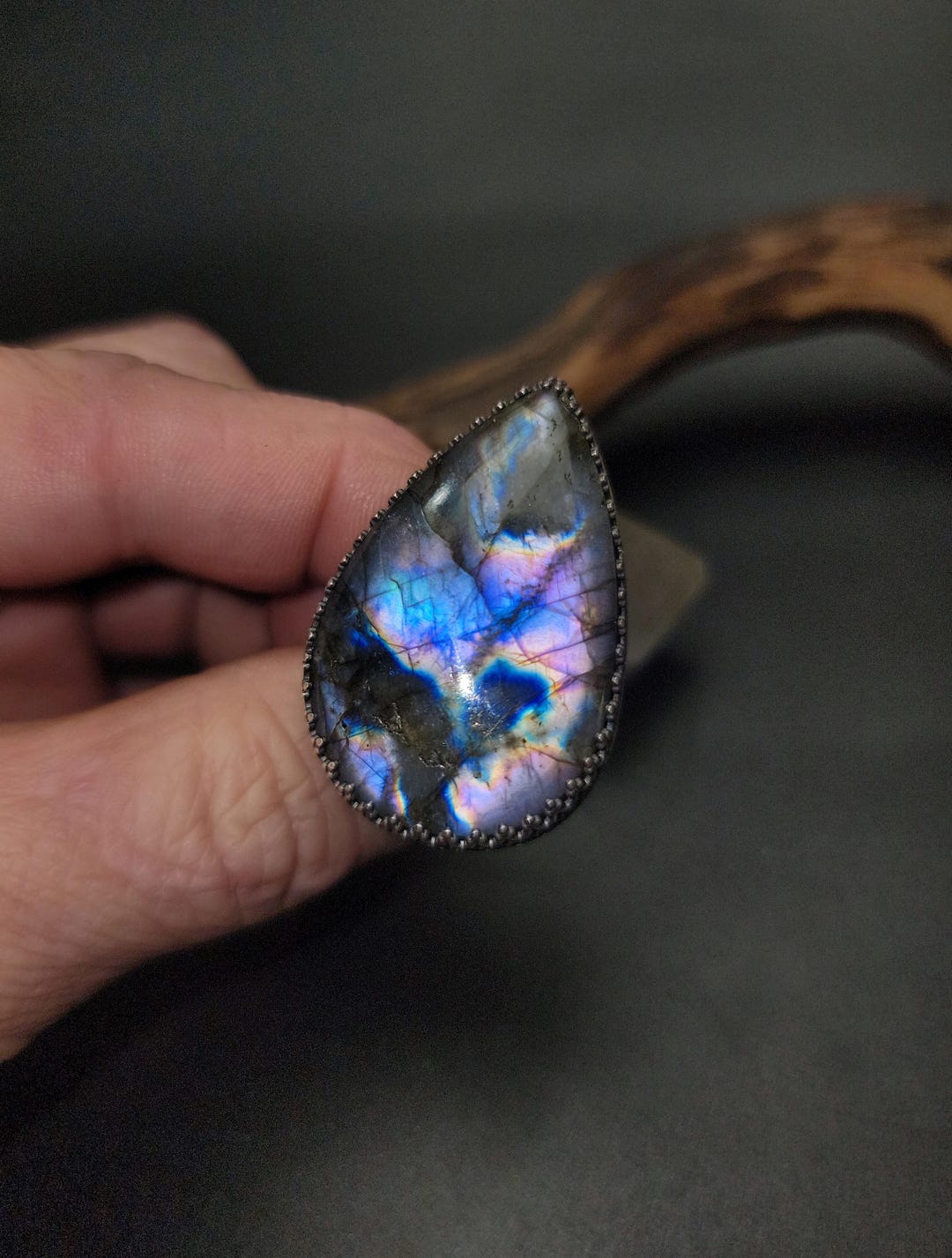 Purple Pink Spectrolite Labradorite Teardrop Sterling Silver Statement ...