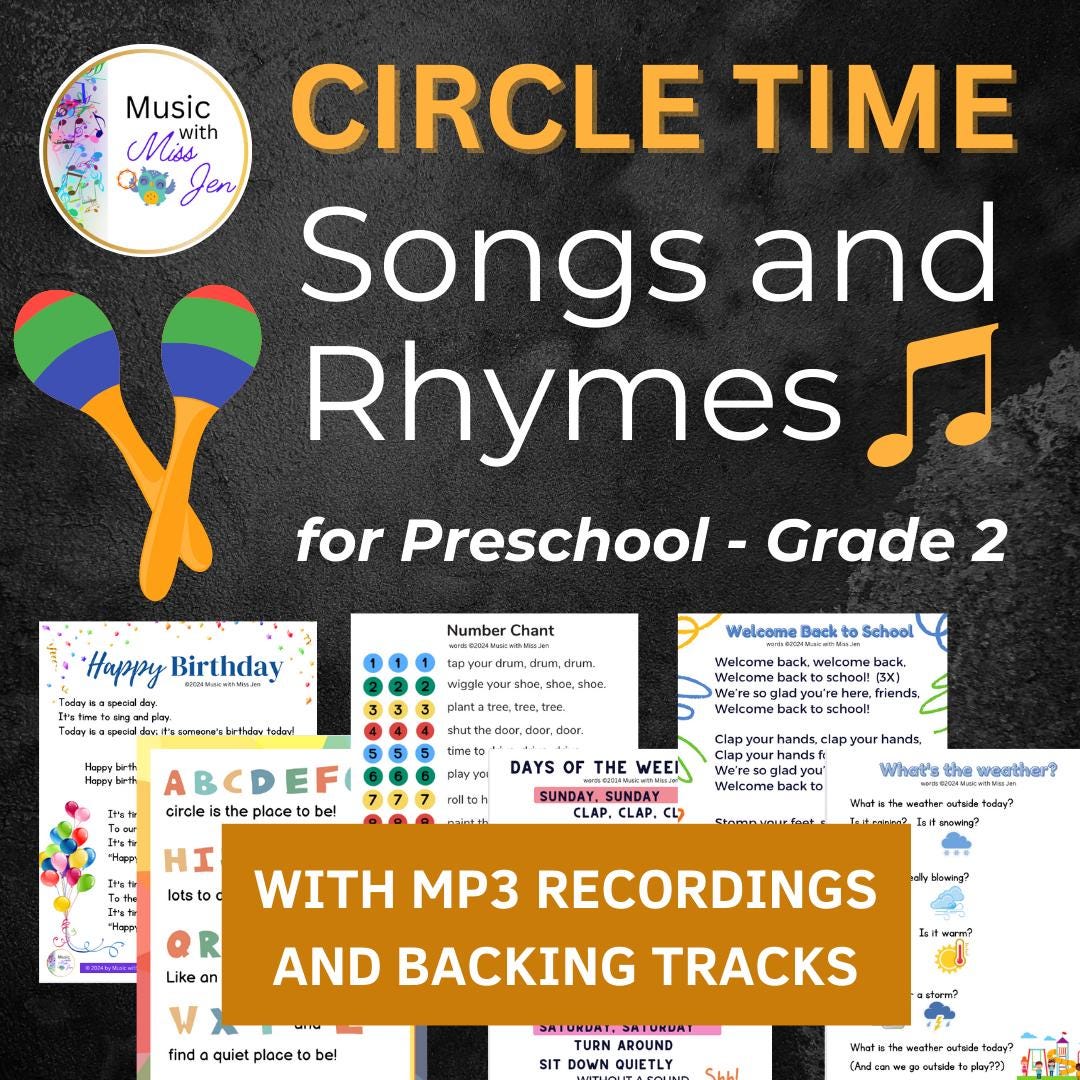Circle Time Songs and Rhymes for Preschool - Grade 2 - Printable Song ...