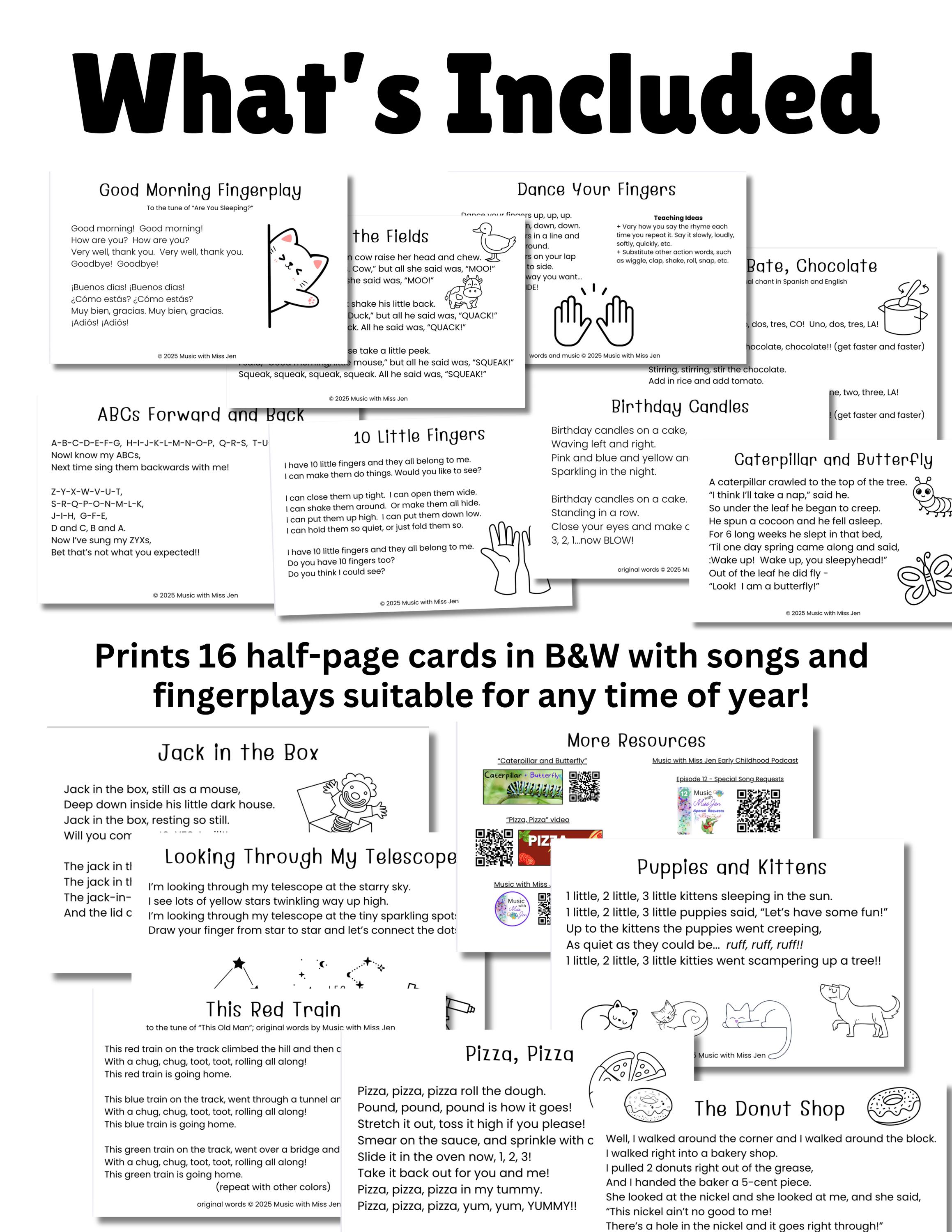 Circle Time Song Cards Set 1 – Printable Songs & Fingerplays (PDF) - Etsy