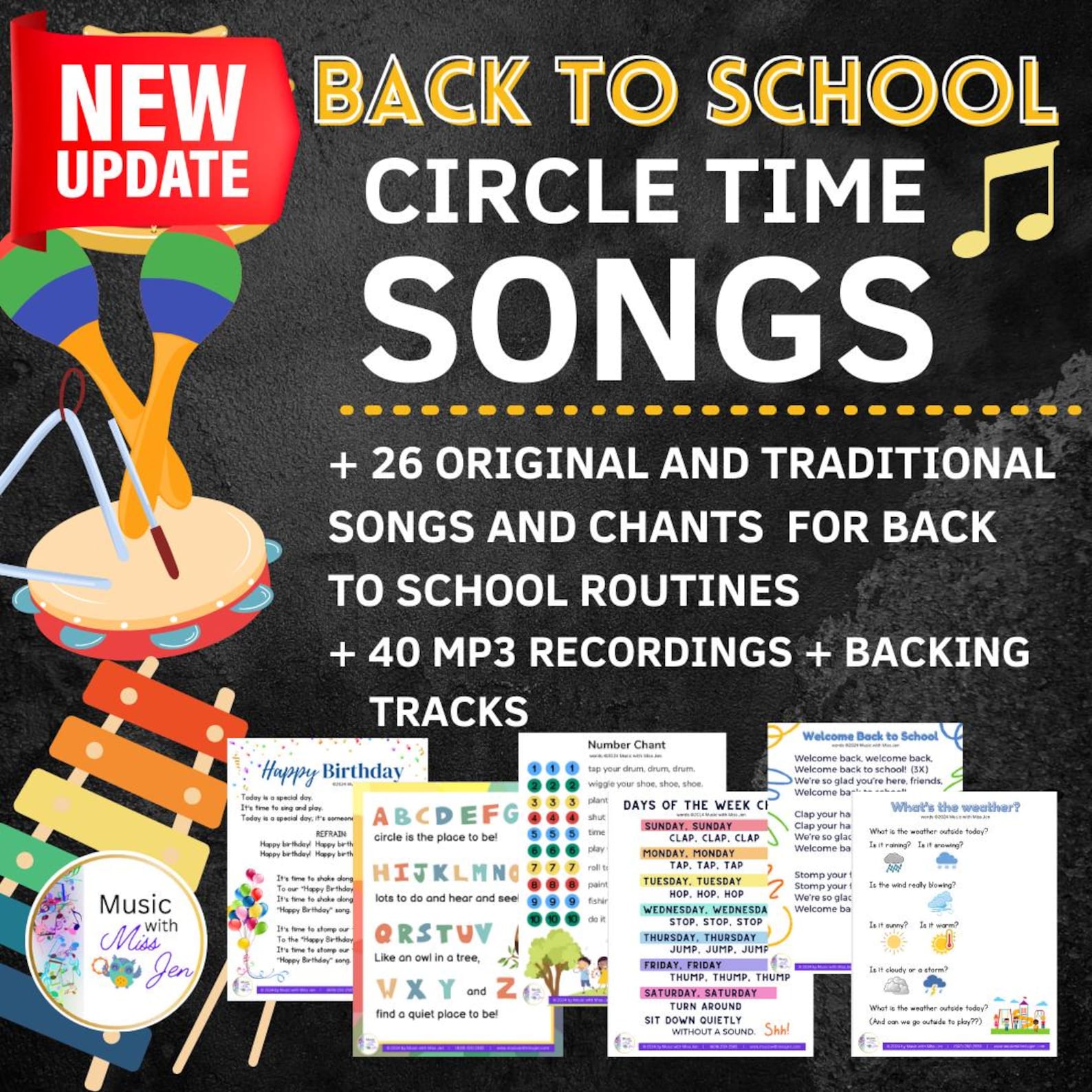 Preschool Circle Time Songs: MP3 Recordings & Printable Song Pages - Etsy