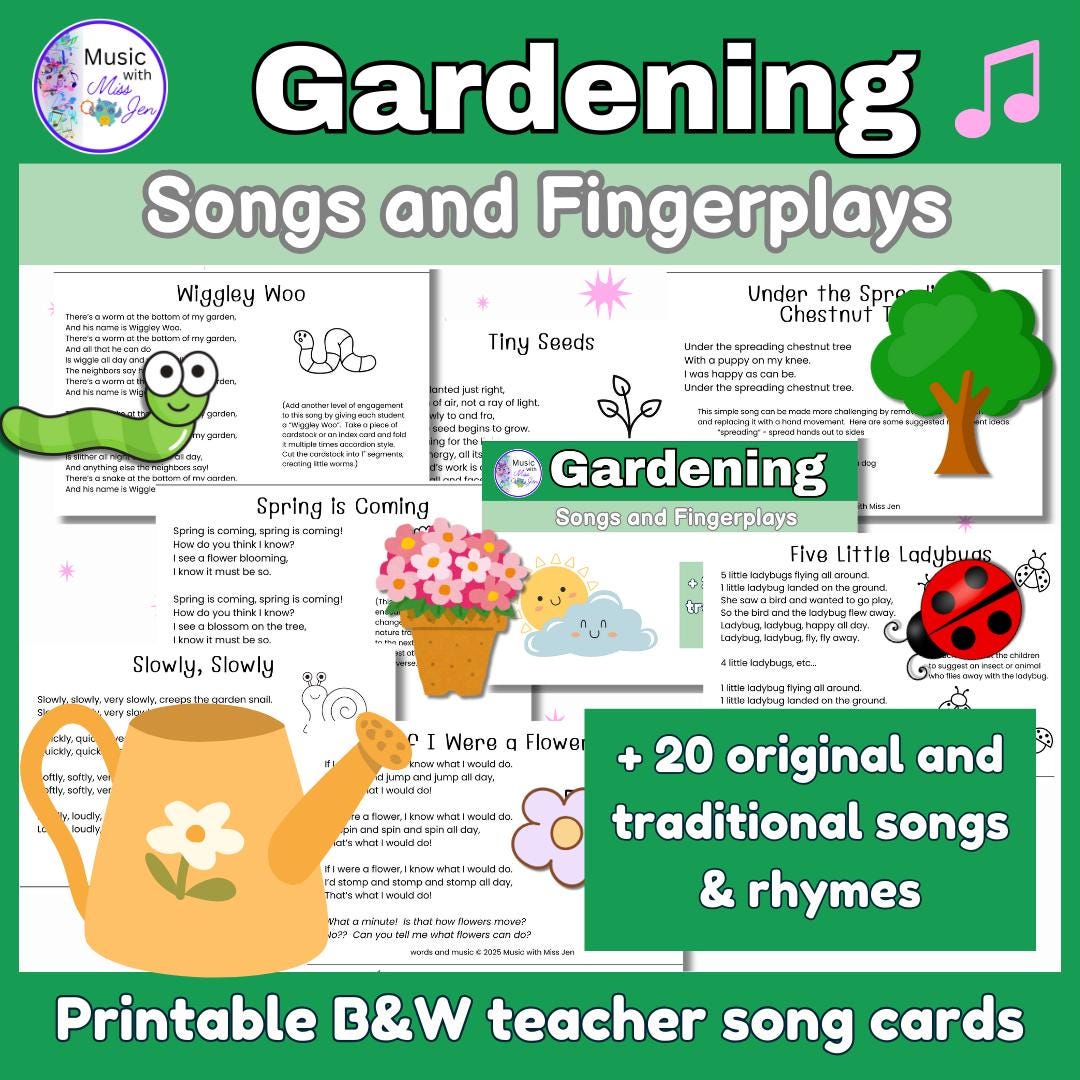Gardening Songs and Fingerplays – Printable Circle Time Cards for ...