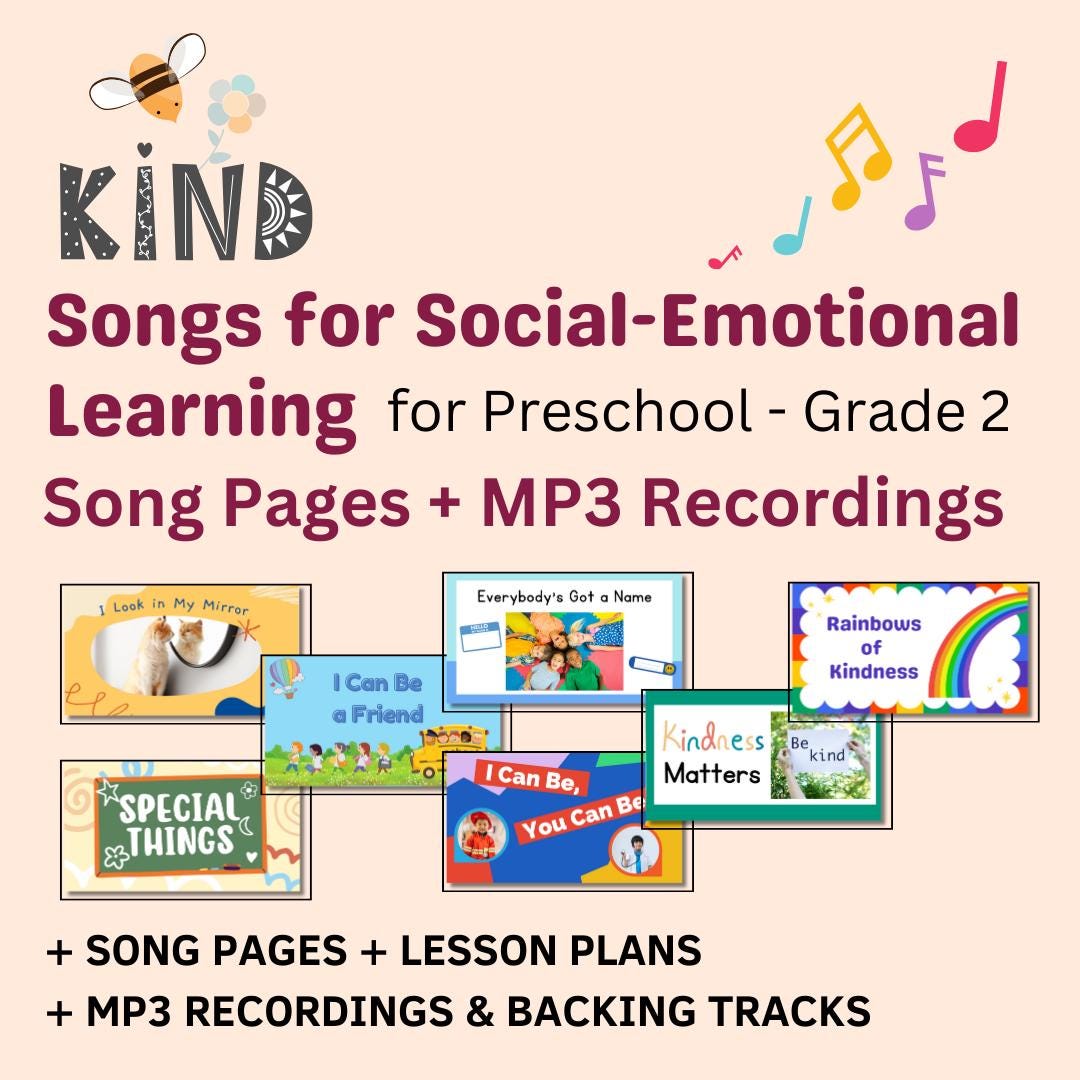 Songs for Social Emotional Learning - Preschool-grade 2 - Song Pages ...