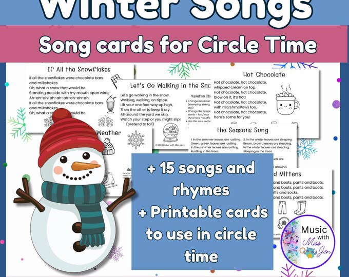 Winter Song Cards Collection: 15 Songs for Circle Time - Perfect for ...
