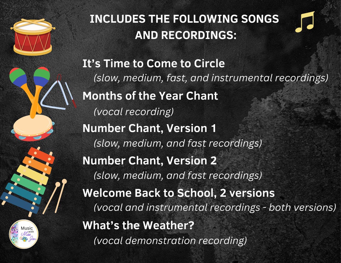 Circle Time Songs for Preschool Grade 2 MEGA BUNDLE Google Slides, MP3 ...