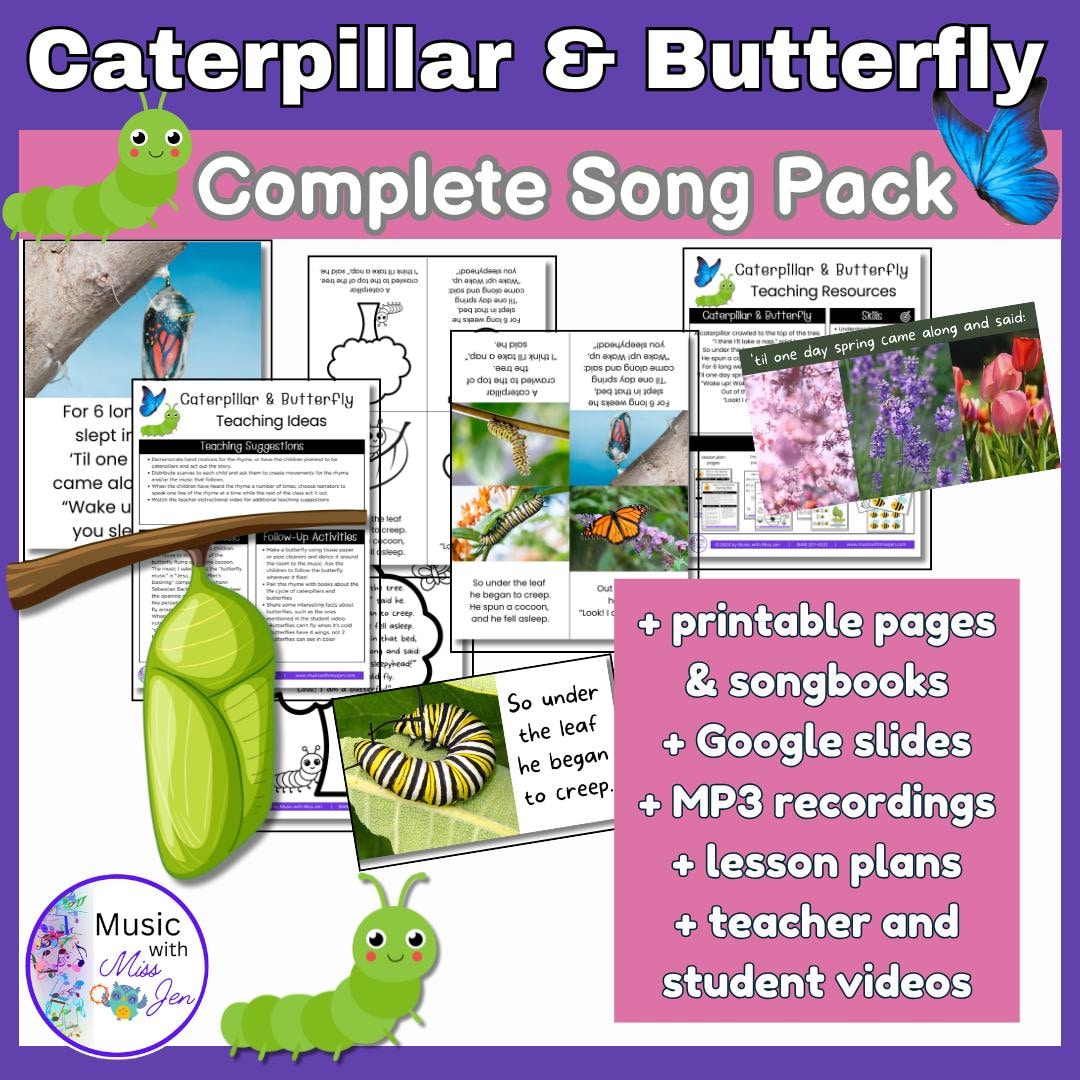 Caterpillar and Butterfly - Fun Musical Fingerplay With Mp3s, Animated ...