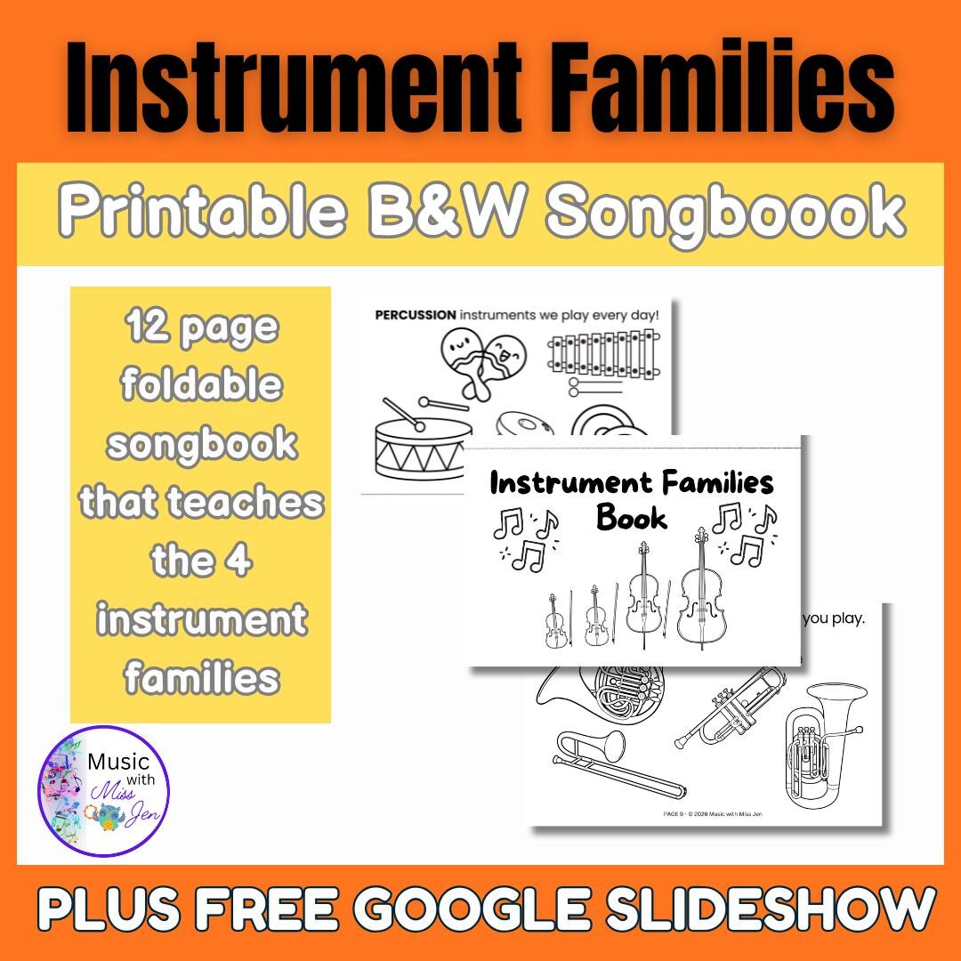 Instrument Families Printable B&W Book | Orchestra Instruments | Prek–2 ...