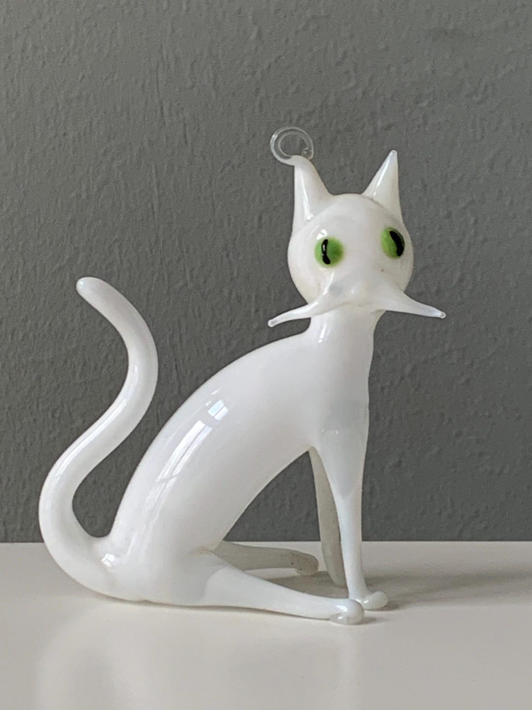 Antique Bimini White Glass Sitting Cat FREE Shipping - Etsy