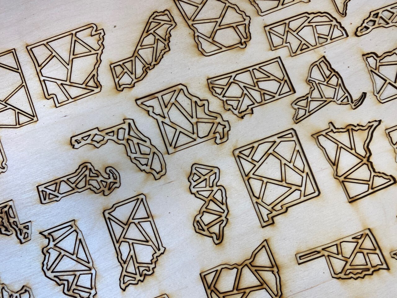 50 States + US Geometric Outline Bundle for Glowforge Laser Cut Files ...