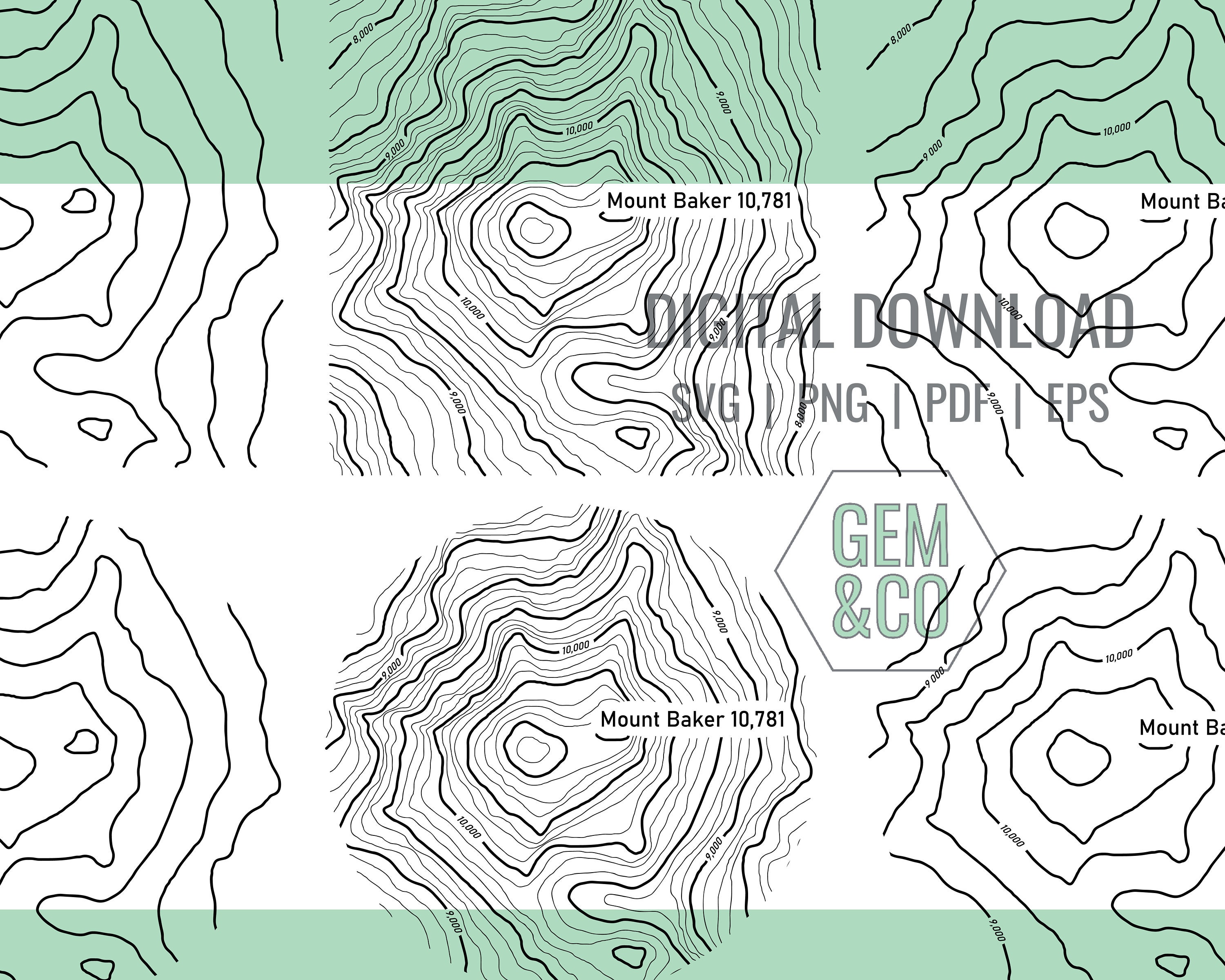 Mount Baker Topography for Glowforge Laser Engraving Files Svg, Png ...