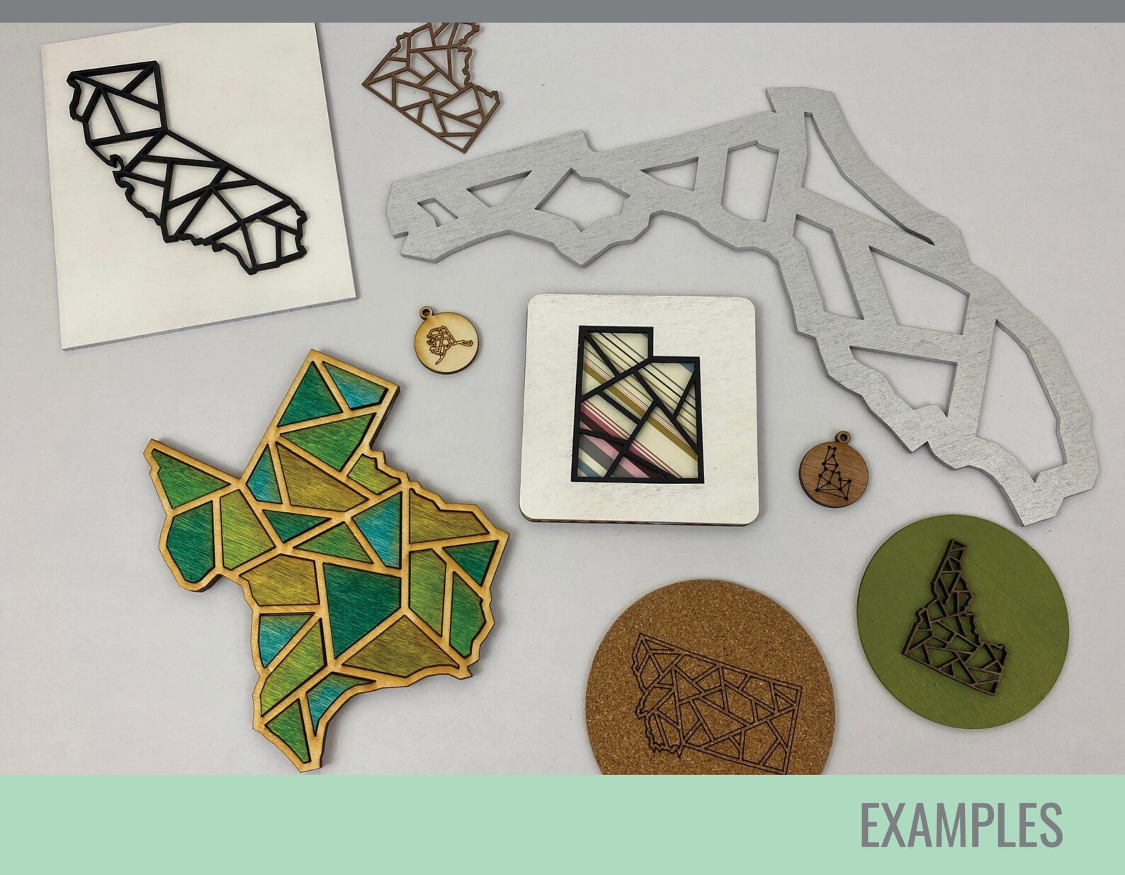 50 States + US Geometric Outline Bundle for Glowforge Laser Cut Files ...