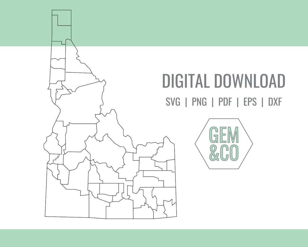 Idaho Counties Puzzle Map Outline for Glowforge Laser Cut Files Svg ...