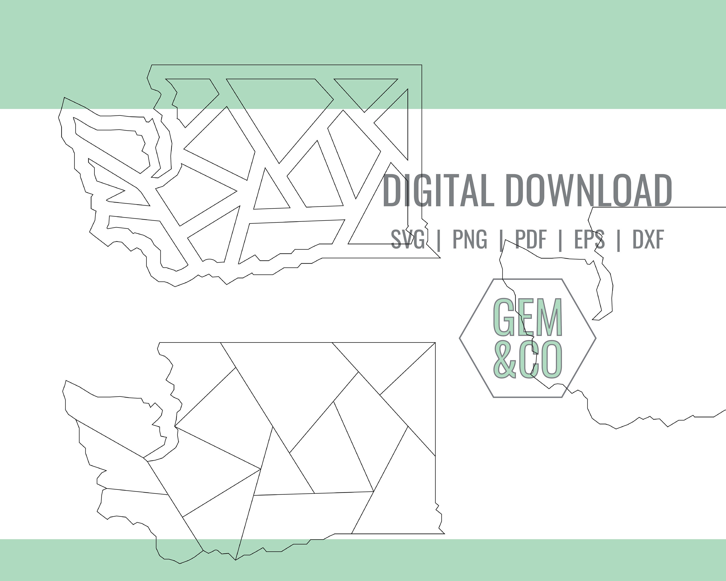 Washington State Geometric State Outline for Glowforge Laser Cut Files ...
