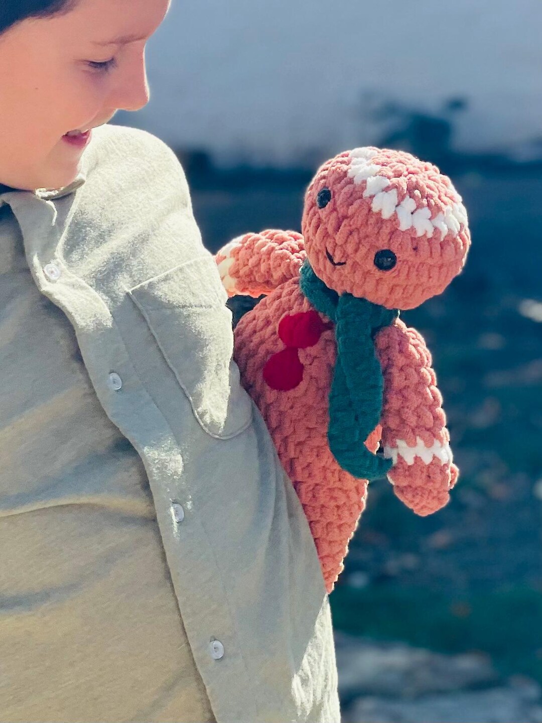 Crochet Gingerbread Man Stuffie Handmade Plush Holiday Decor Kid ...