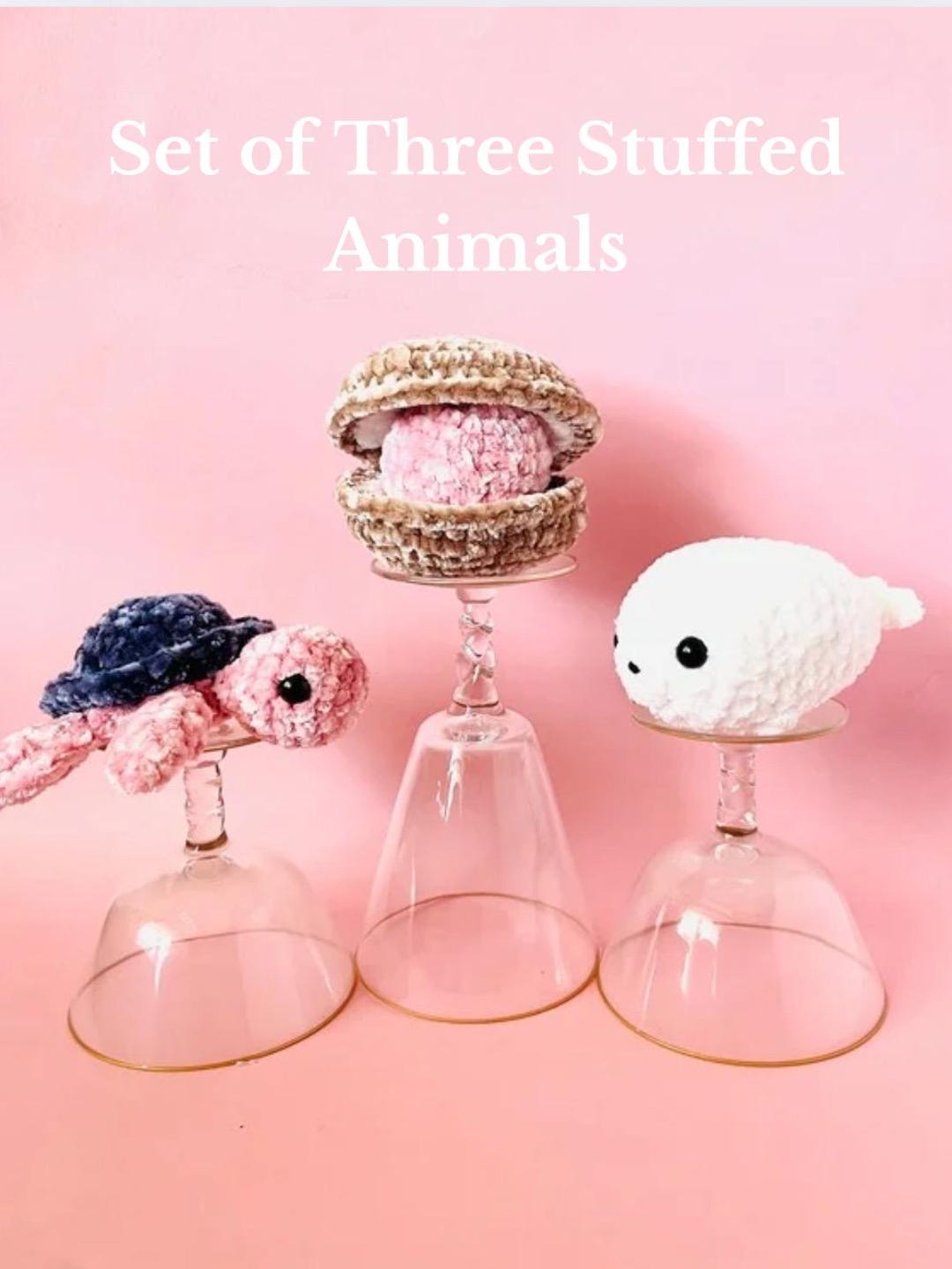 Adorable Sea Animal Plush Set Soft Stuffed Ocean Toys Cute Marine Life ...