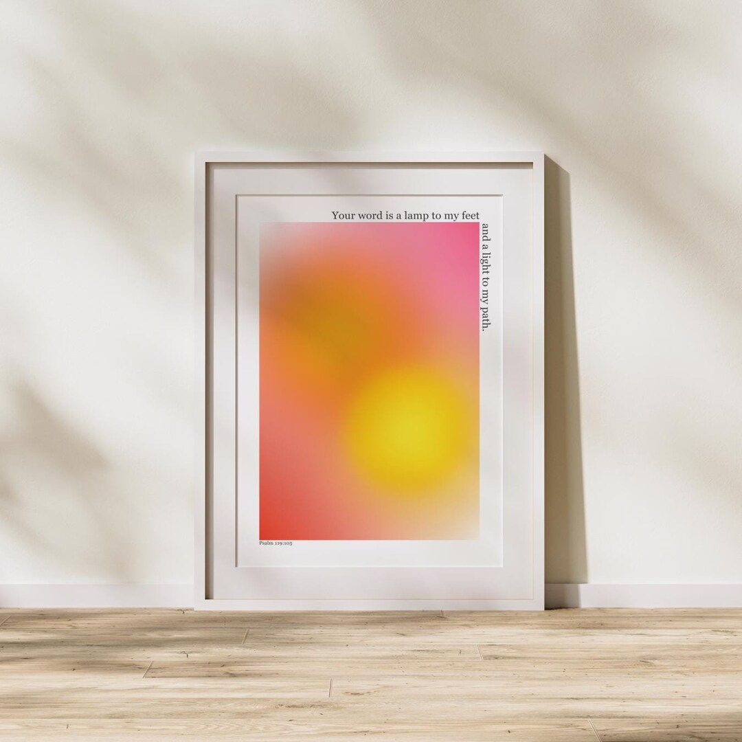 Psalm 119:105 Aesthetic Gradient Aura Digital Print, Christian Digital ...