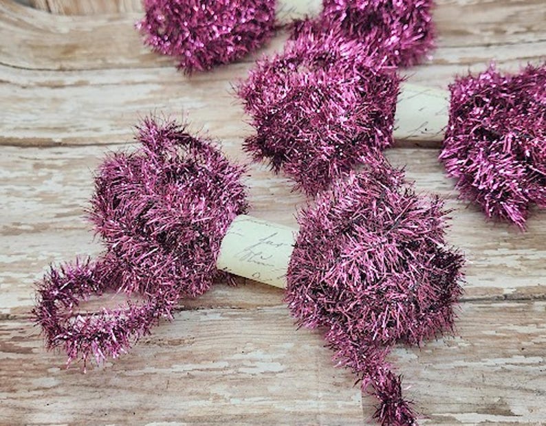 Dark Pink Tinsel Garland Trim for Holiday Crafting 9 Ft - Etsy