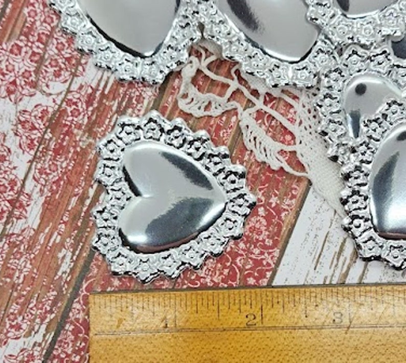 8 Silver Foil Embossed Die Cut Hearts for Crafting 2" - Etsy