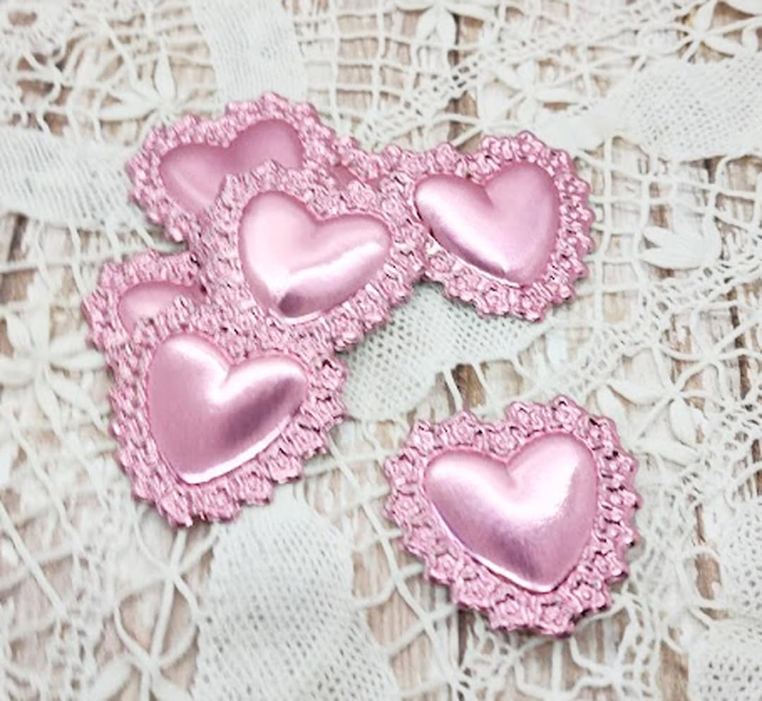 8 Pink Foil Embossed Die Cut Hearts for Crafting 2" - Etsy