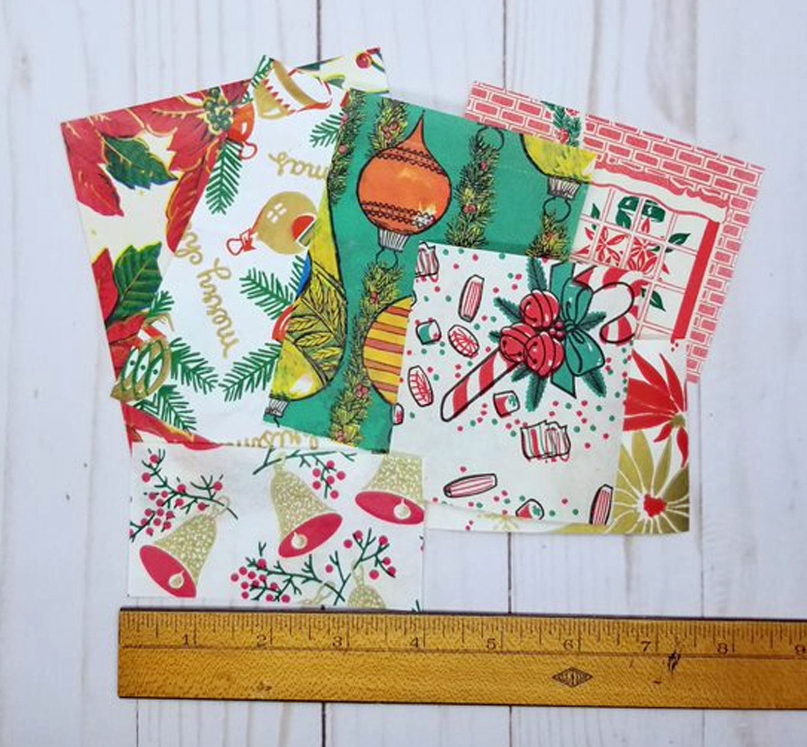 Vintage Christmas Wrapping Paper Scraps 25 Pcs for Crafting - Etsy