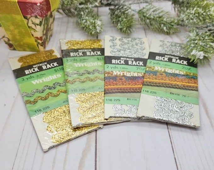 4 Vintage Metallic Rick Rack Packages Silver Gold Wrights - Etsy