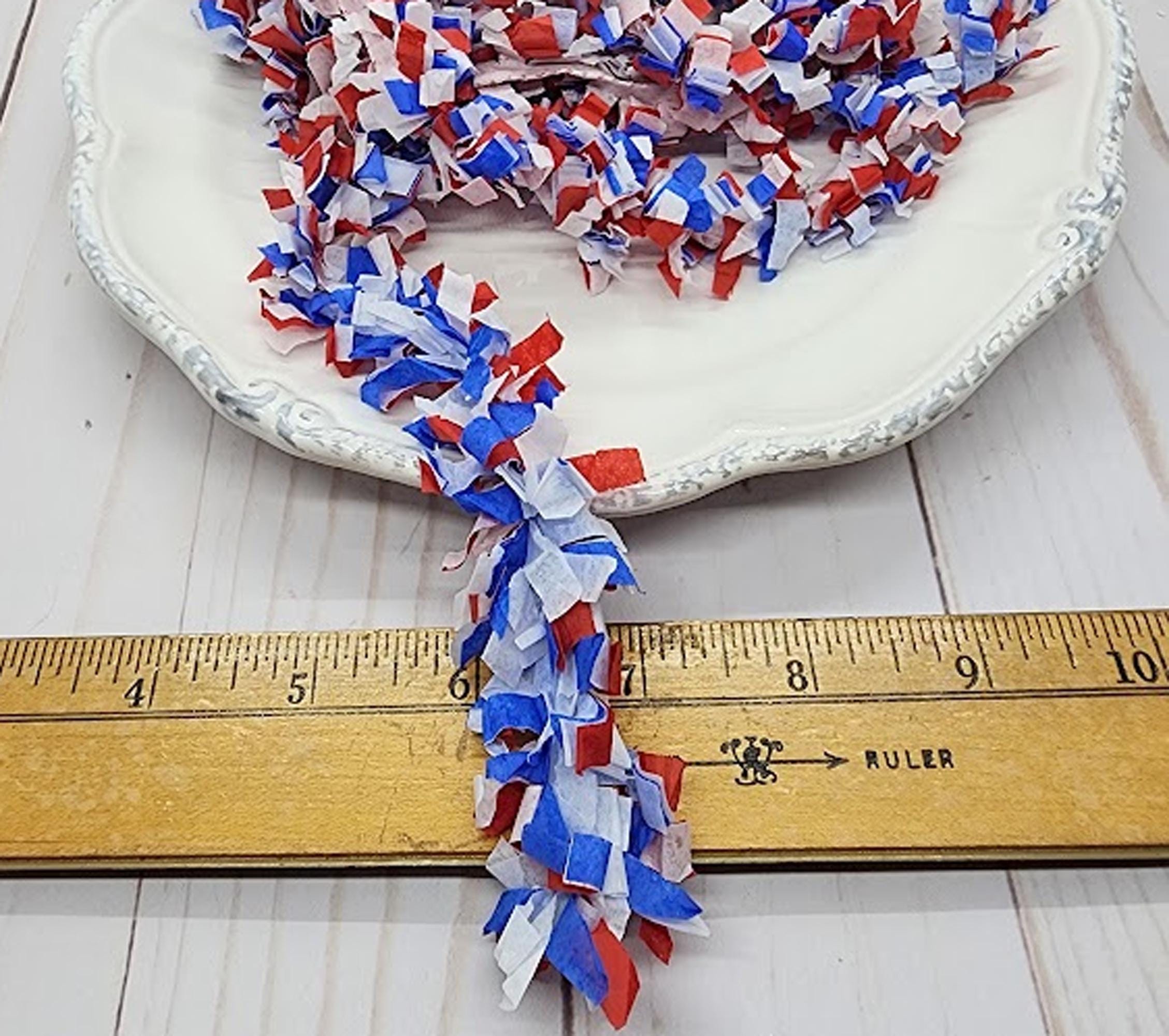 Patriotic Tissue Paper Mini Fringe Festooning Garland Trim 2 Yards 1 ...
