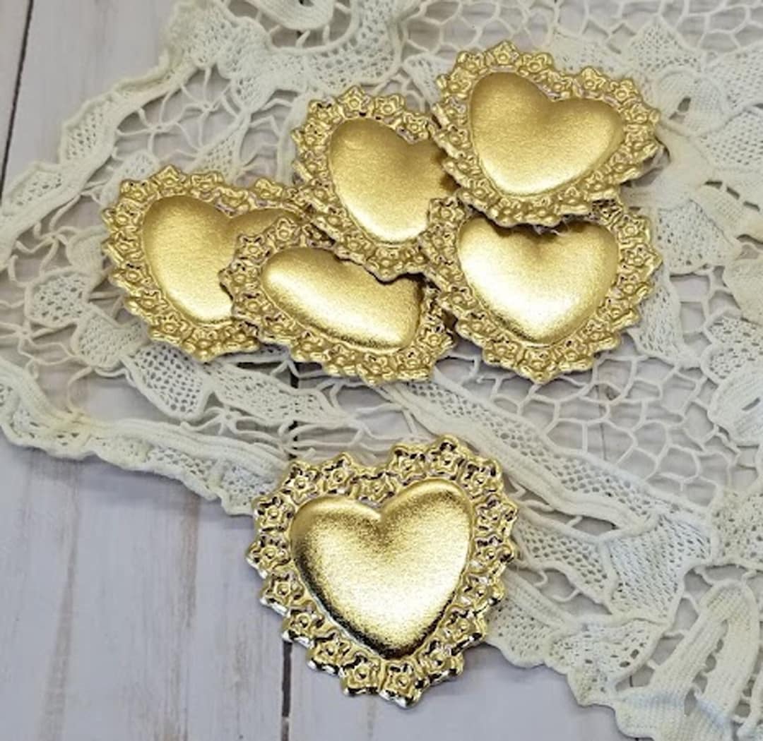 8 Gold Foil Embossed Die Cut Hearts for Crafting 2" - Etsy