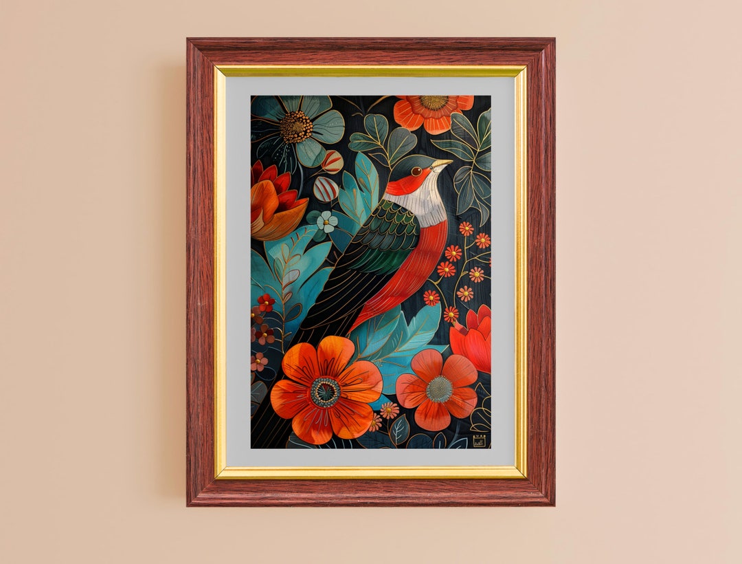 Colorful Bird Art Print Gustav Klimt Vintage Poster, Aesthetic Wall ...