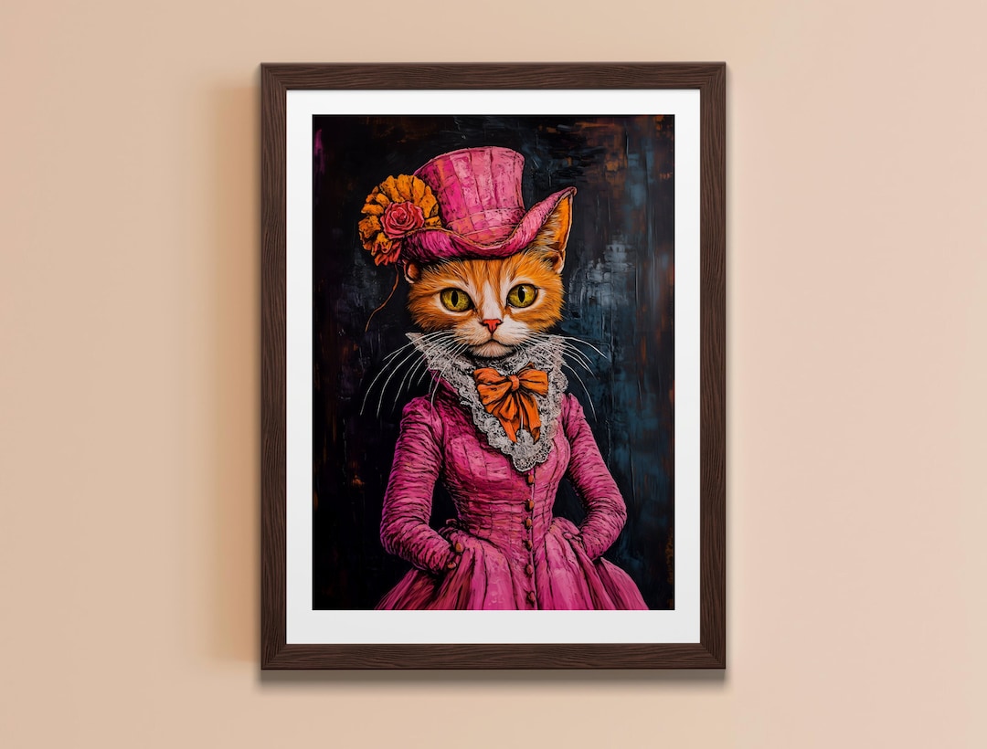 Antique Victorian Cat Print, Cat Wall Art Vintage Decor, Funny Cat Gift ...