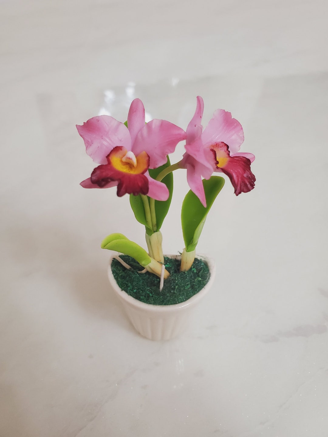 Miniature Flower Cattleya Orchid Magnet Pot handmade Flowers Forever ...
