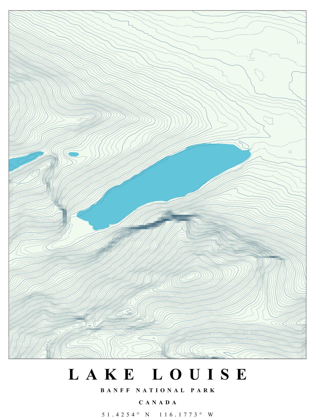 Lake Louise Contour Map Print: Banff National Park Topographic Art - Etsy