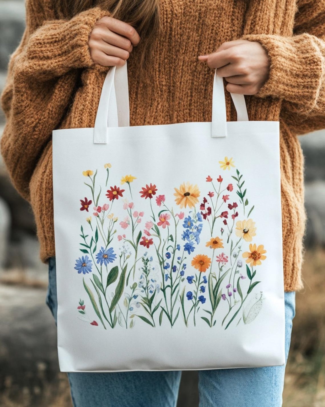 Personalized Tote Bags With Flower Pattern for Women, Tote Bag With ...