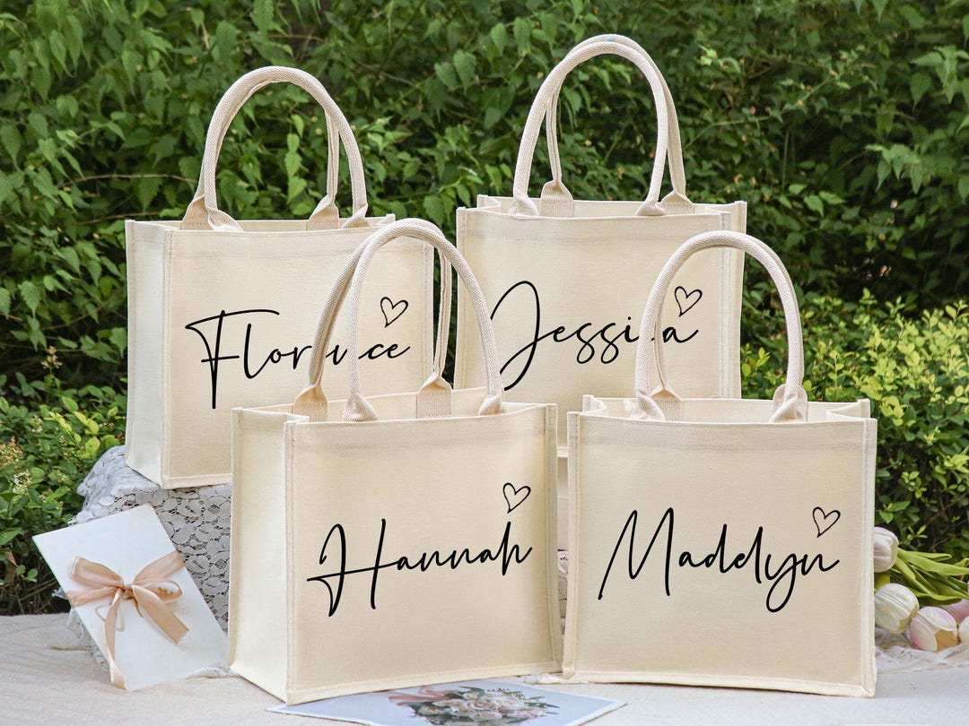 Personalized Bridesmaid Canvas Tote Bags, Bridesmaid Beach Bag ...
