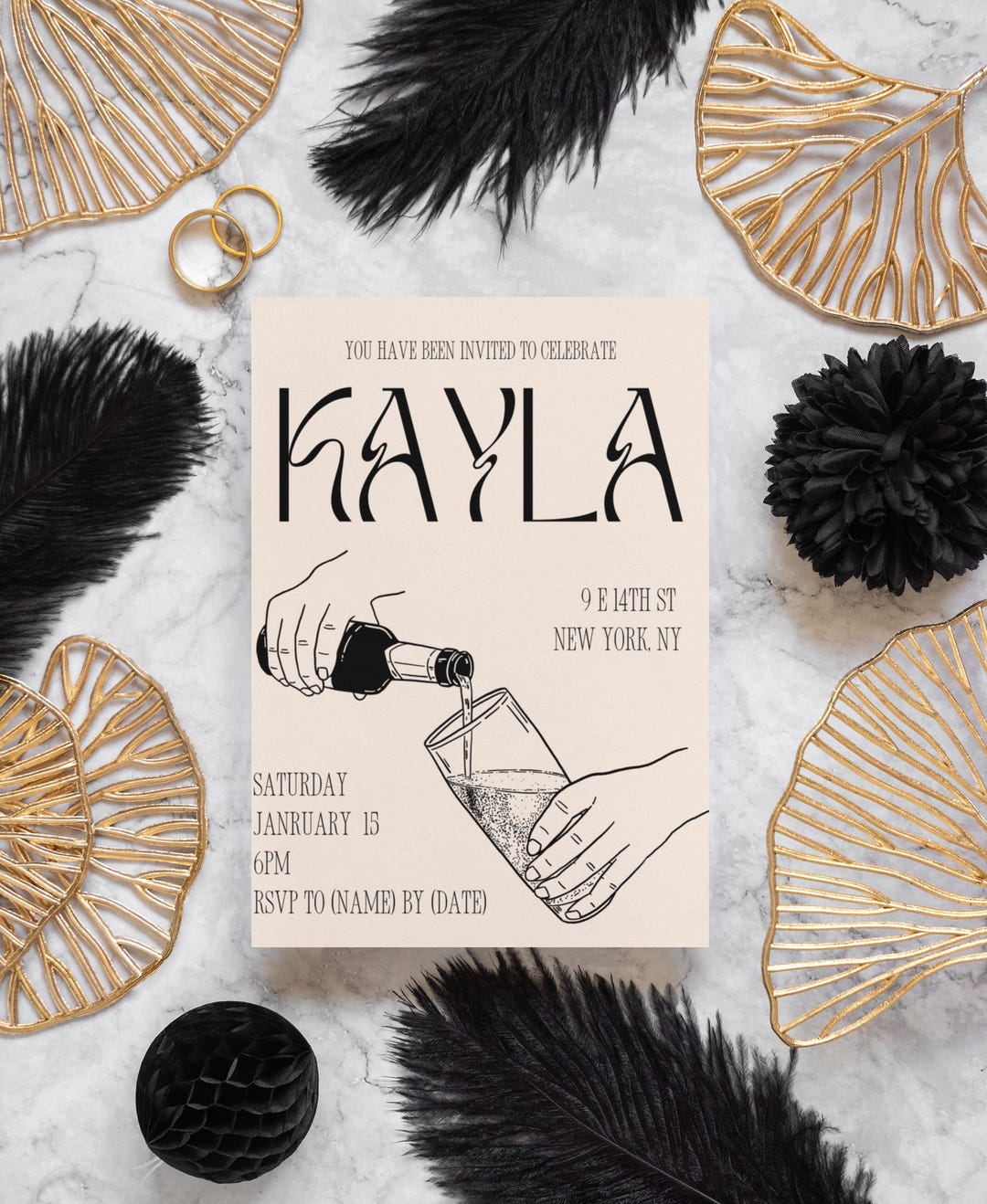 Beige Modern Chic Birthday Invitation Template | Editable Canva ...