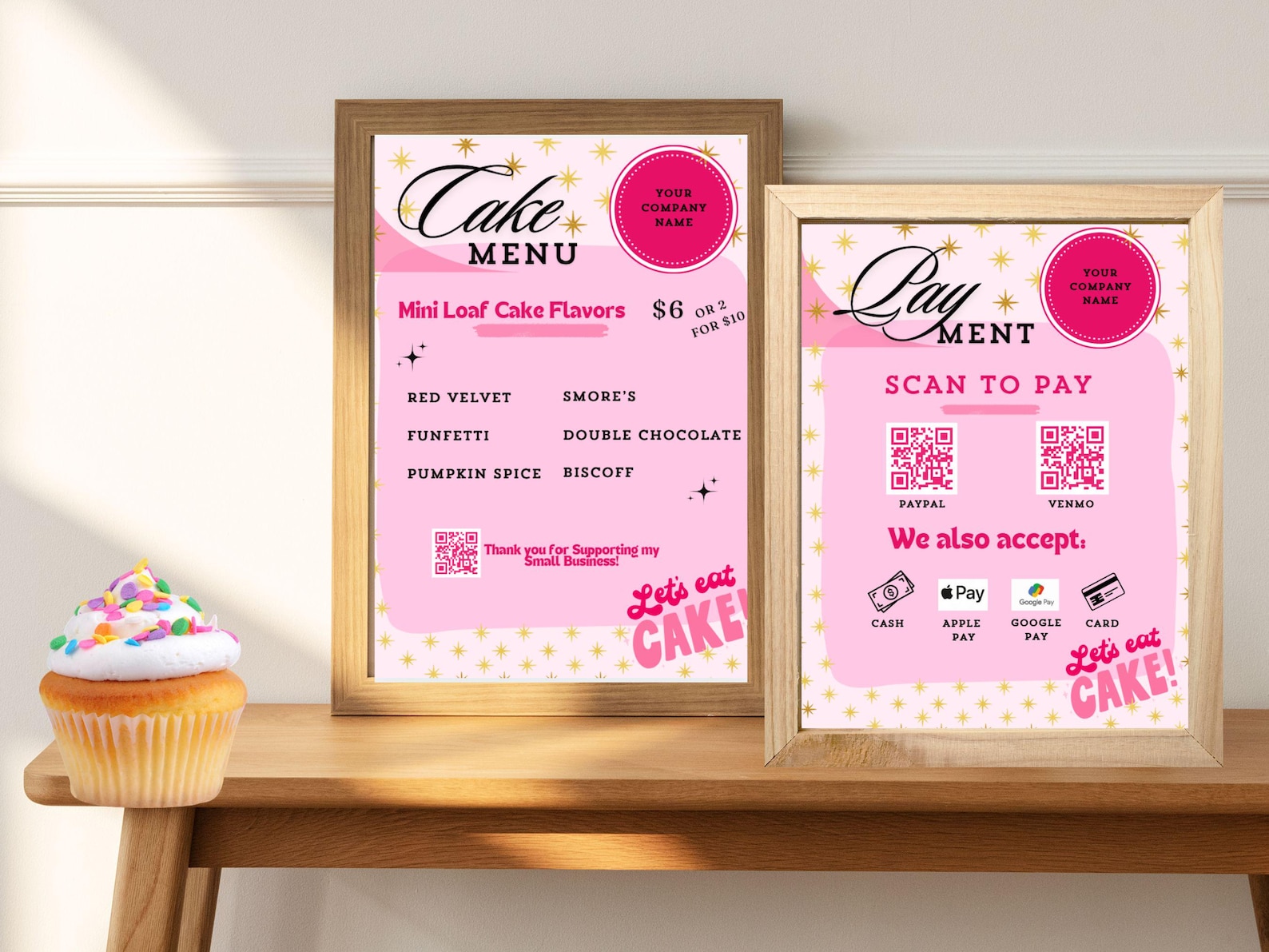 Cake Menu and Scan to Pay Signs- Mini Loaf Menu- Baker Menu and Price ...