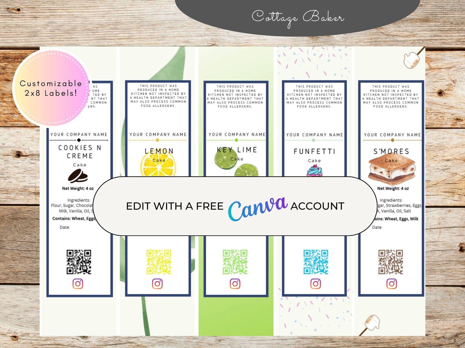 Mini Loaf Labels - Customize Them With Ingredients and QR Code - Cake ...