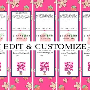 Mini Loaf Labels - Customize Them With Ingredients and QR Code - Cake ...