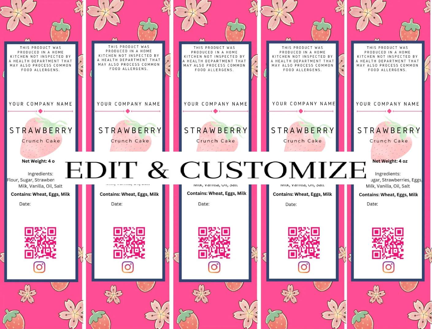 Mini Loaf Labels - Customize Them With Ingredients and QR Code - Cake ...