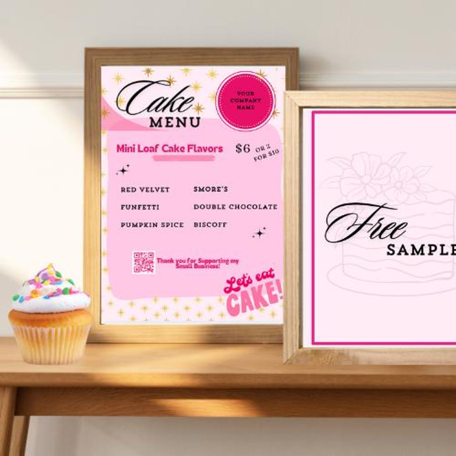 Cake Menu and Scan to Pay Signs- Mini Loaf Menu- Baker Menu and Price ...