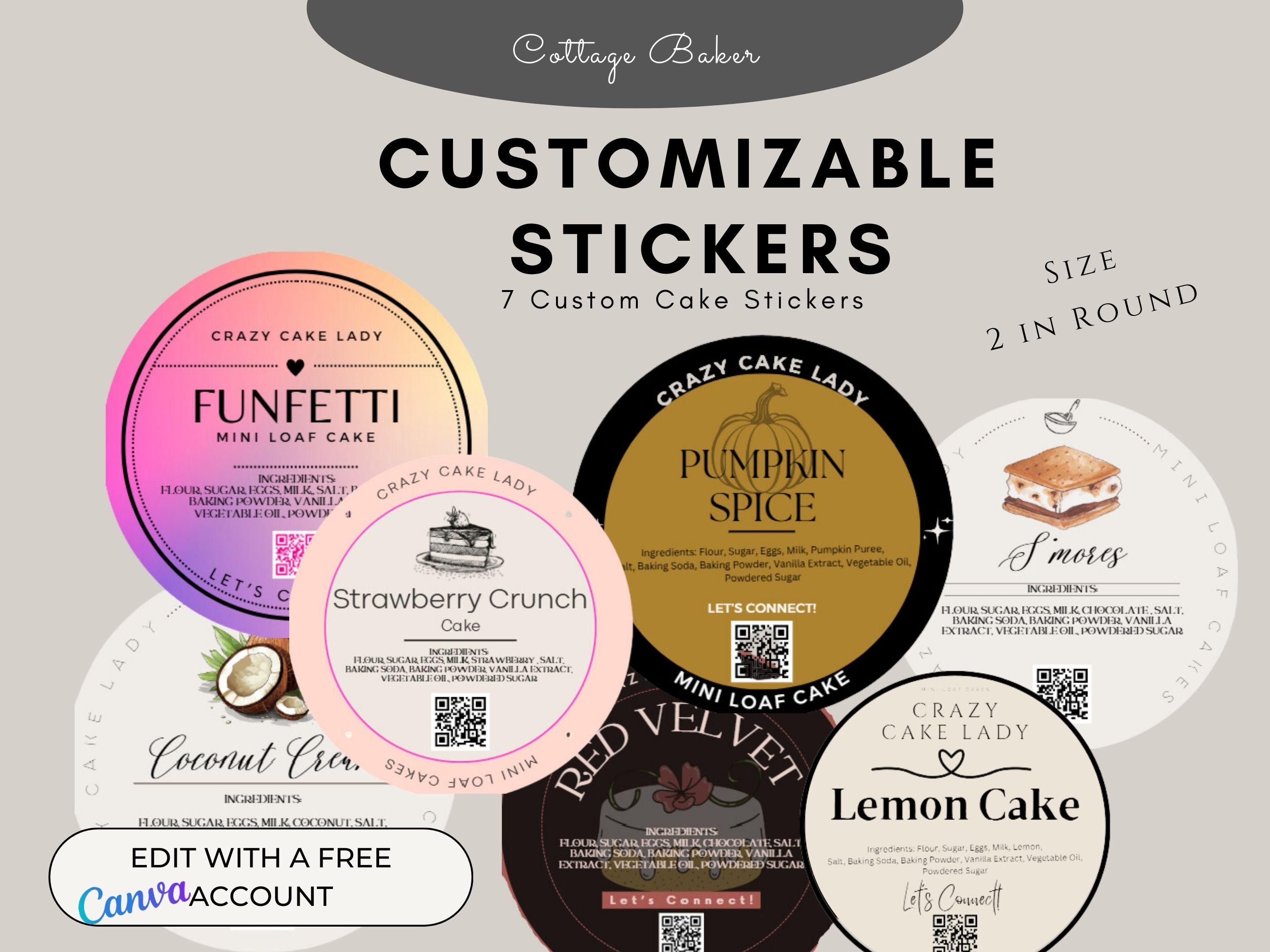 7 Cake Stickers - Mini Loaf Stickers - Customize Them With Ingredients ...