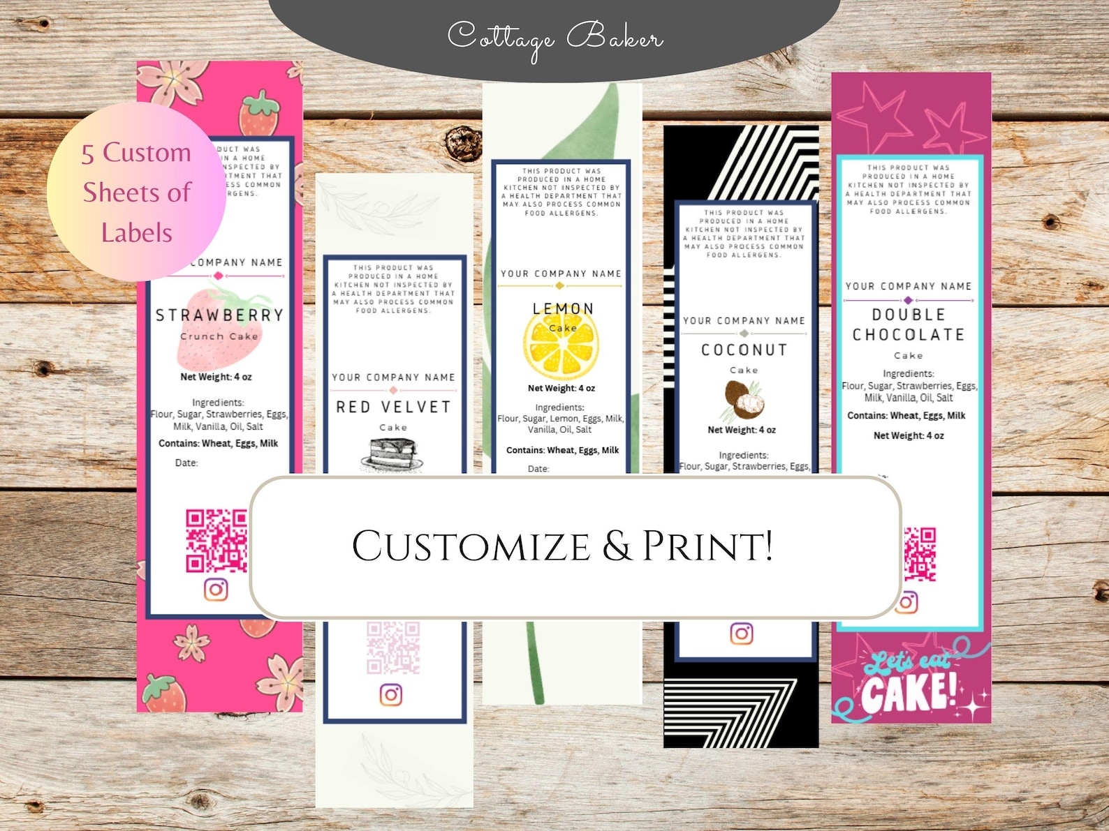 Mini Loaf Labels - Customize Them With Ingredients and QR Code - Cake ...