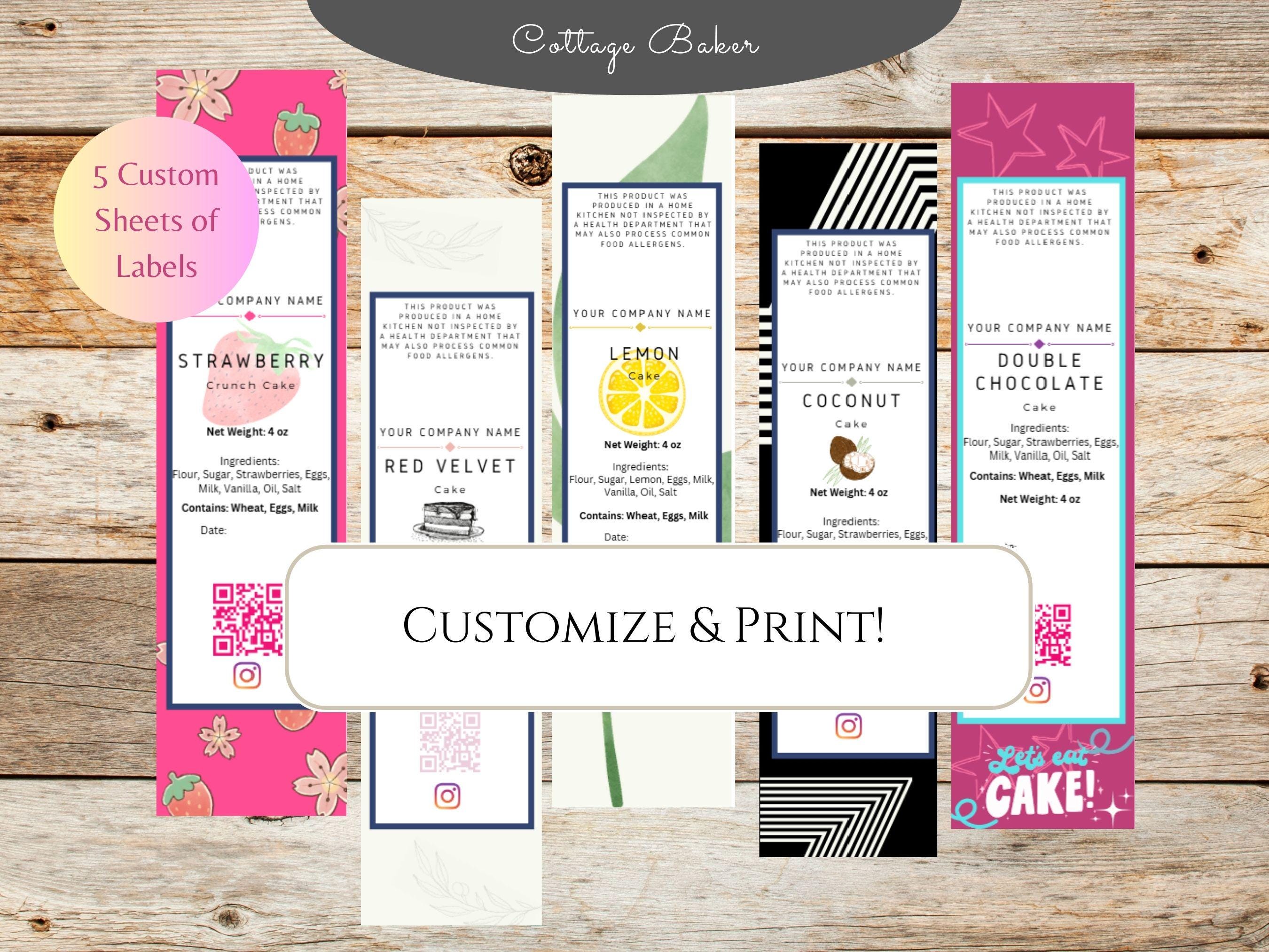 Mini Loaf Labels - Customize Them With Ingredients and QR Code - Cake ...