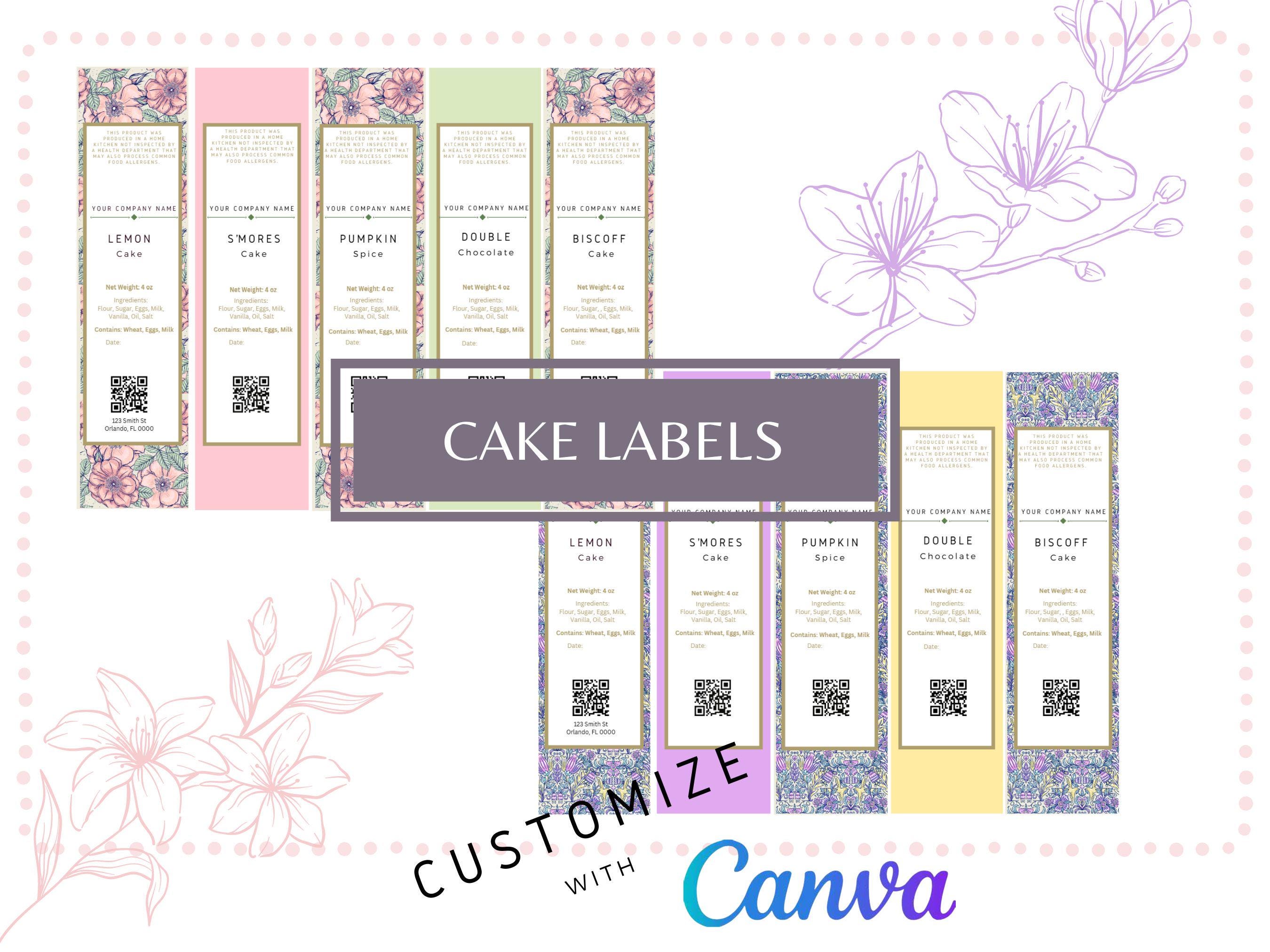 Custom Cake Labels: Mini Loaf, Cupcake, Slice - Canva Template (digital ...