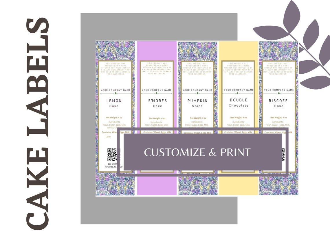 Custom Cake Labels: Mini Loaf, Cupcake, Slice - Canva Template (digital ...