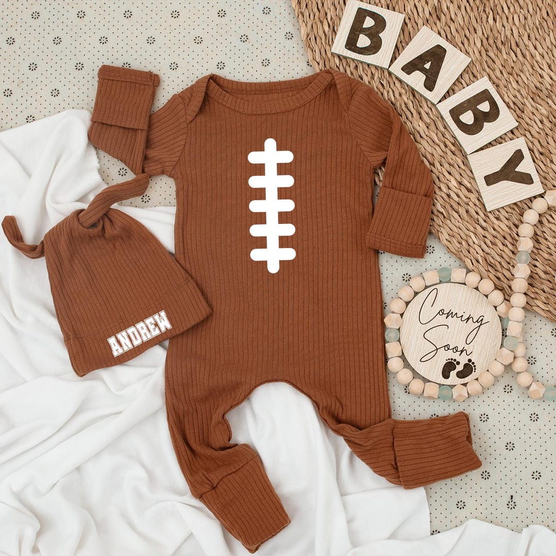Football Baby Bodysuit and Hat Set, Sunday Football With Daddy Baby ...