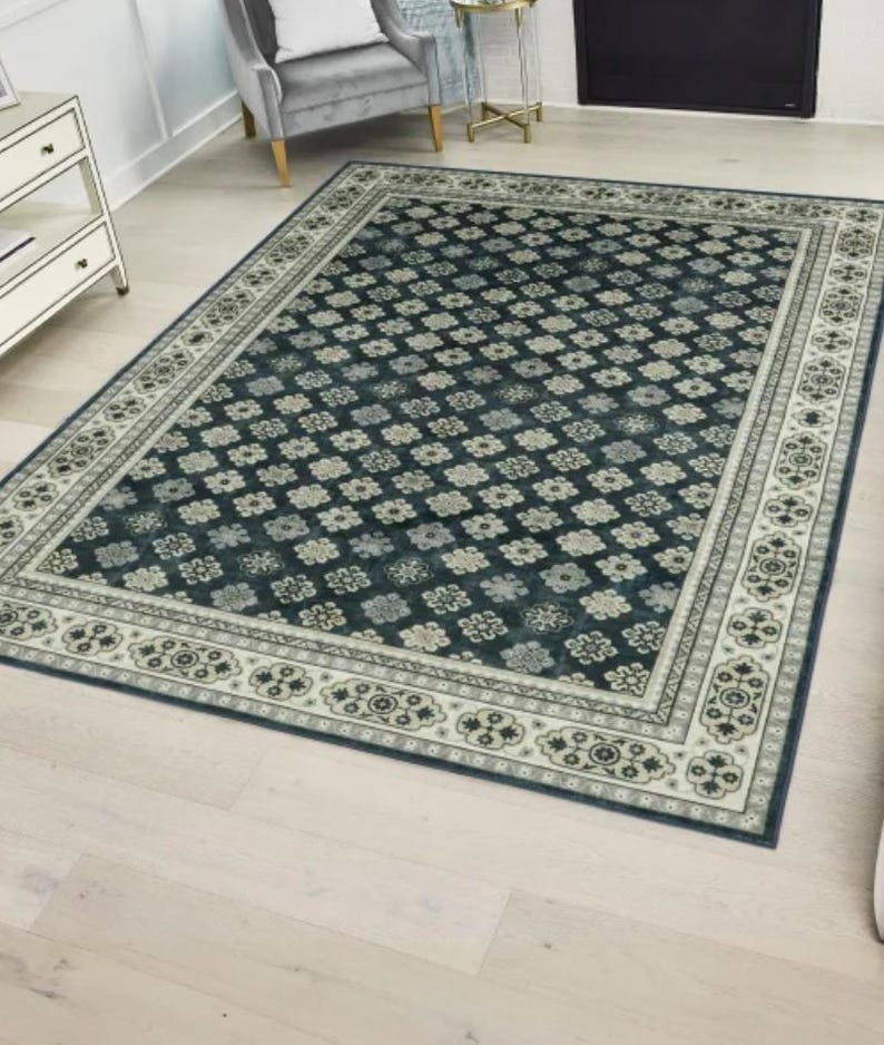Wyatt & Ash Washable Indoor Area Rug Beatrice Design 5x7 Farmhouse Rug ...